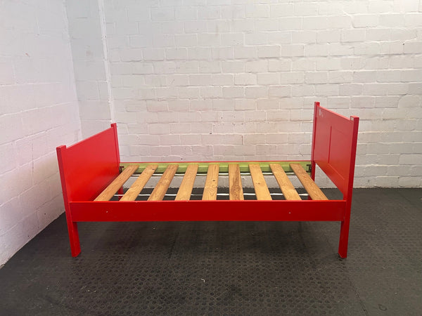 Red Wooden Single Bed Frame - REDUCED | 2ndhandwarehouse.com