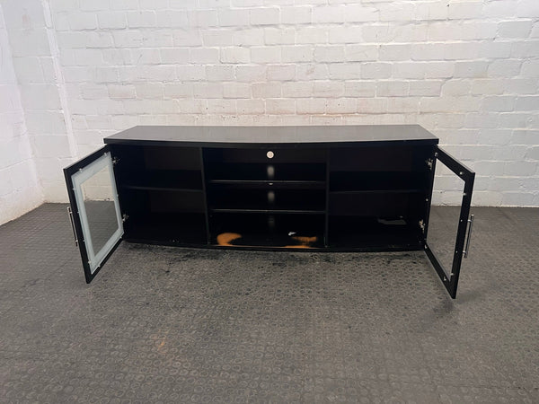 Black Two Door TV Stand (Needs TLC) - REDUCED | 2ndhandwarehouse.com
