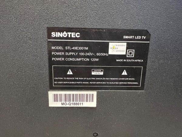Sinotec 49" Black Smart LED TV with Remote & Stand | 2ndhandwarehouse.com