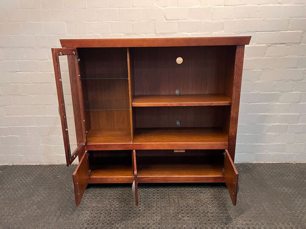 Modern Wooden TV Cabinet with Glass Display Door | 2ndhandwarehouse.com