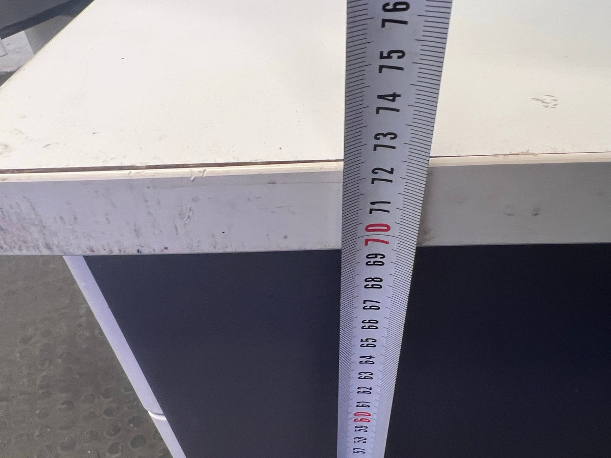 White 2 Drawer 2 Door V-Shaped Desk | 2ndhandwarehouse.com